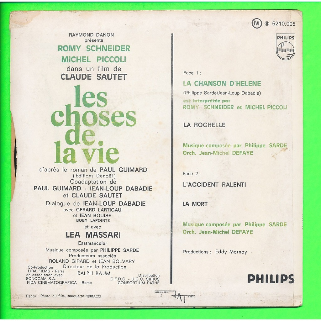 Les choses de la vie de Sarde - Schneider - Piccoli, EP chez neil93 ...