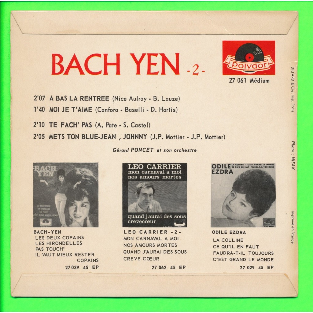 À bas la rentrée - moi je t'aime - te fach' pas - mets ton blue jean, johnny by Bach Yen, EP ...
