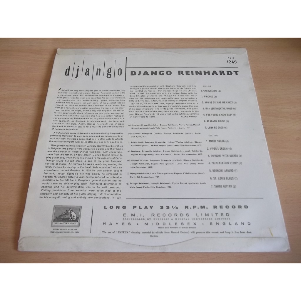 Django de Django Reinhardt, 33T chez listenandhear - Ref:115923338