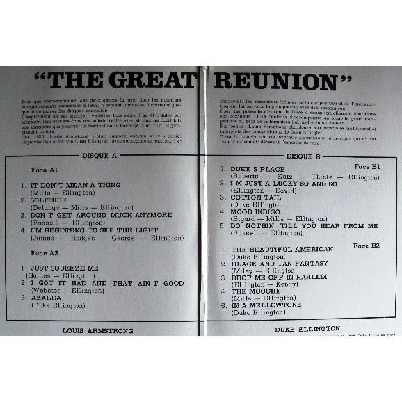 The great reunion by Louis Armstrong - Duke Ellington, Double LP ...