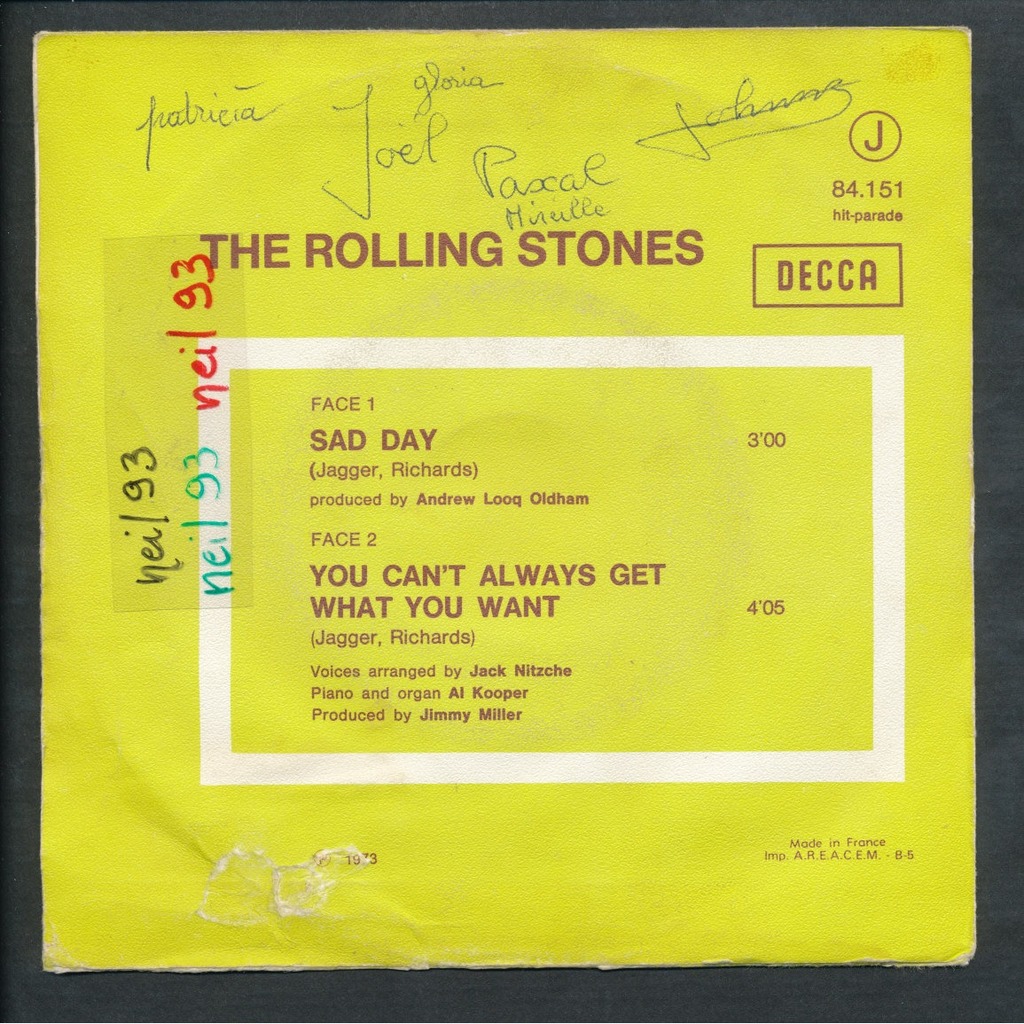 Sad day - you can't always get what you want by The Rolling Stones, SP with neil93 - Ref:115968941