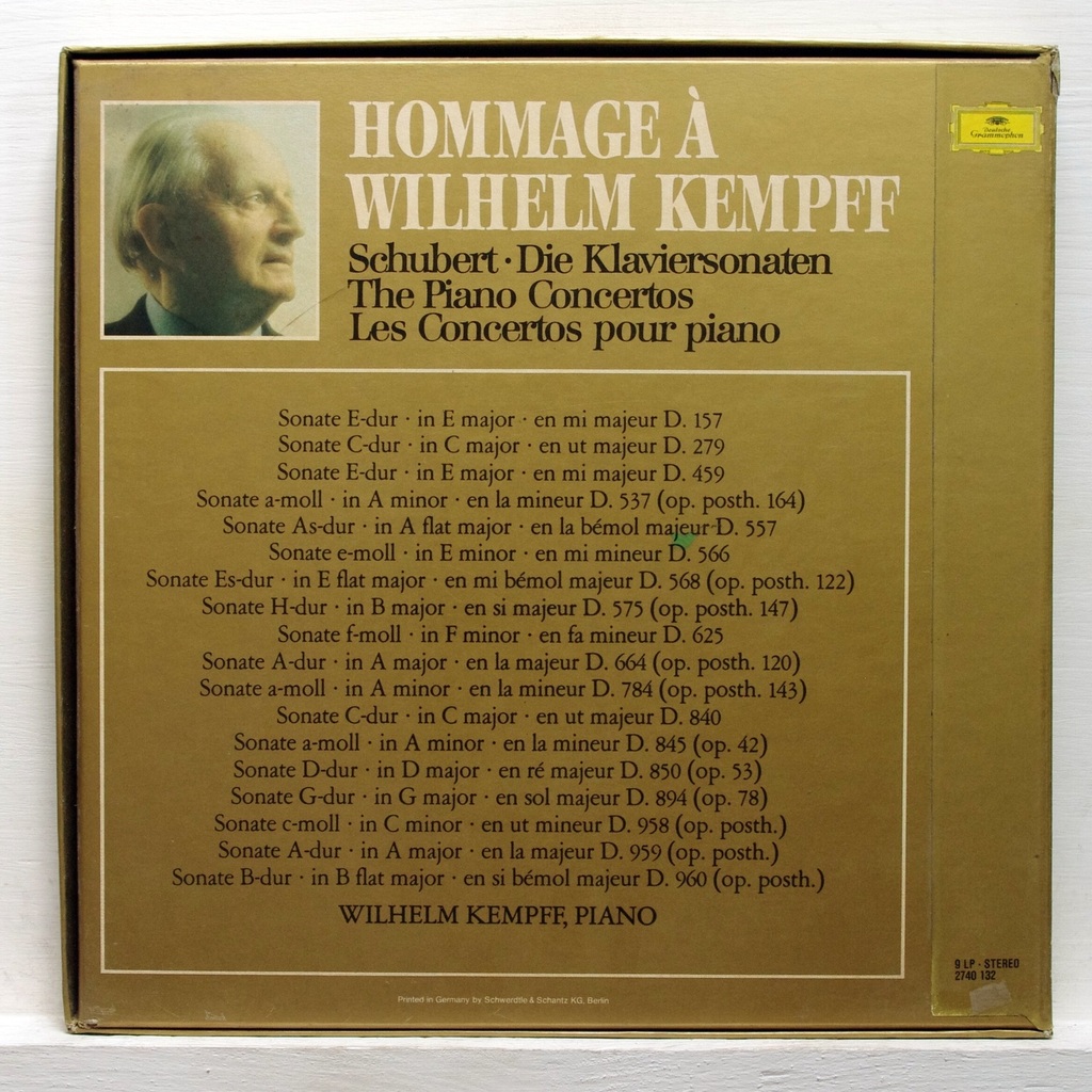 Schubert : the piano sonatas de Wilhelm Kempff, Coffret 33T chez ...