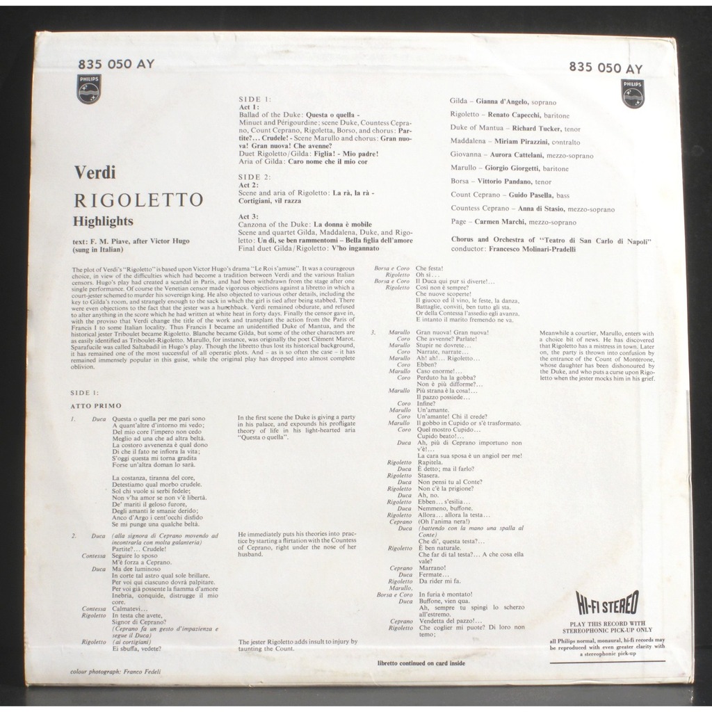 Verdi rigoletto molinari-pradelli highlights extraits tucker by ...