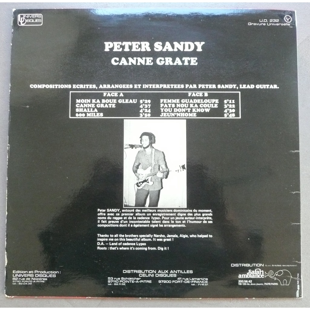 Cadence-lypso soul de Peter Sandy, 33T chez princethorens - Ref:116491278