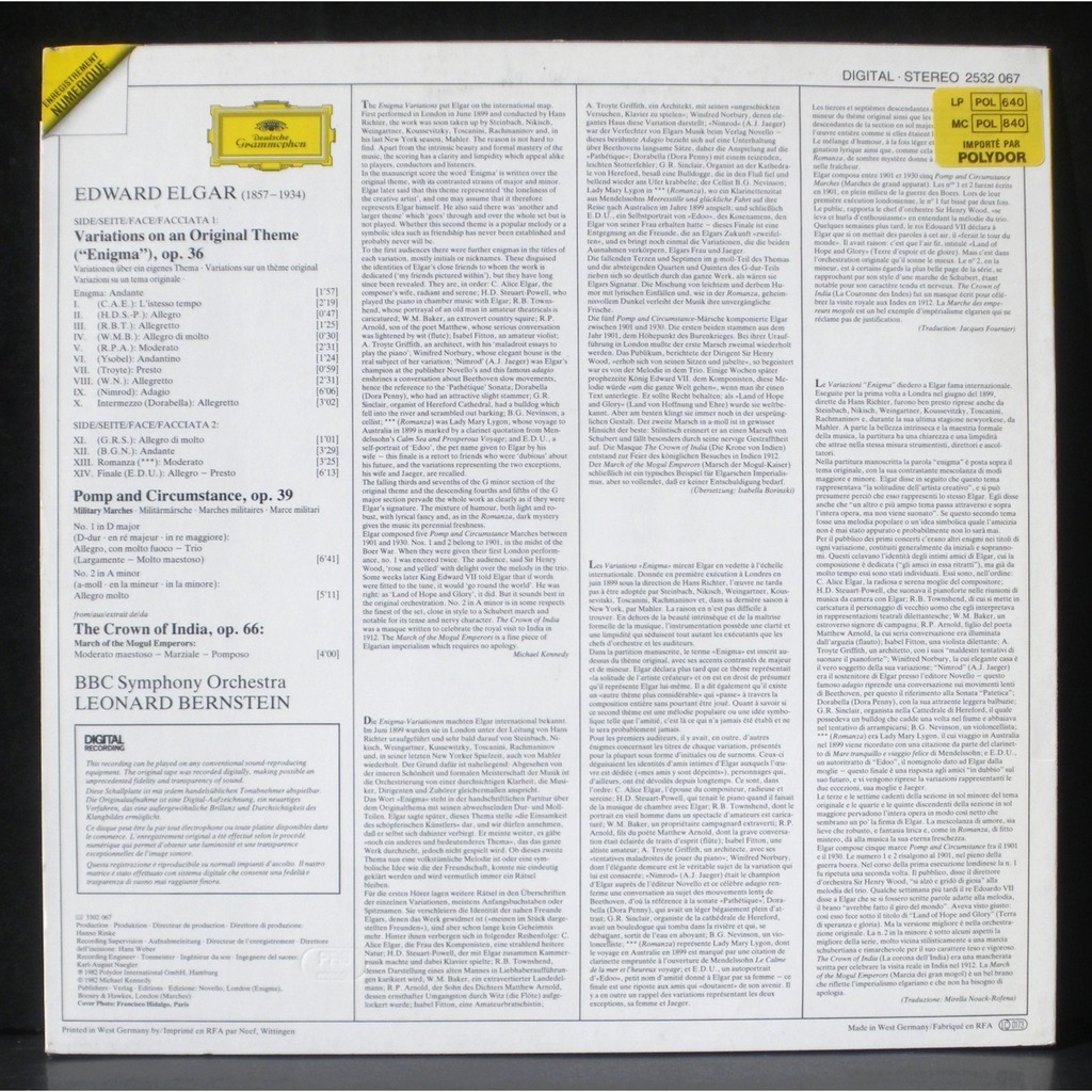 Elgar enigma var. - pomp & circumstance - the crown of india... leonard bernstein bbc by Elgar ...