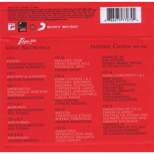 Chopin 200 - great recordings / rubinstein, horowitz, richter, cliburn ...
