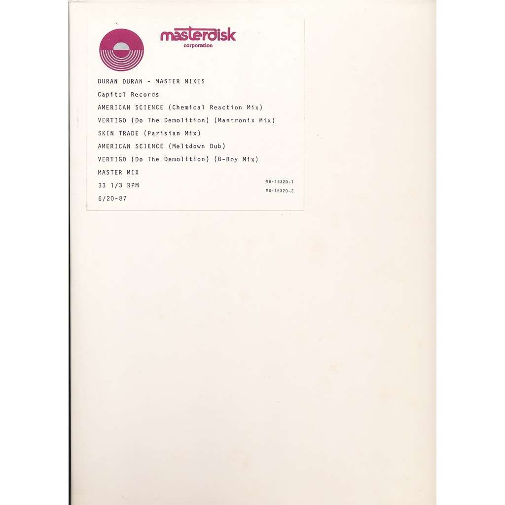 Master mixes by Duran Duran, 12 inch 33 rpm x 2 with neil93 - Ref:10674381