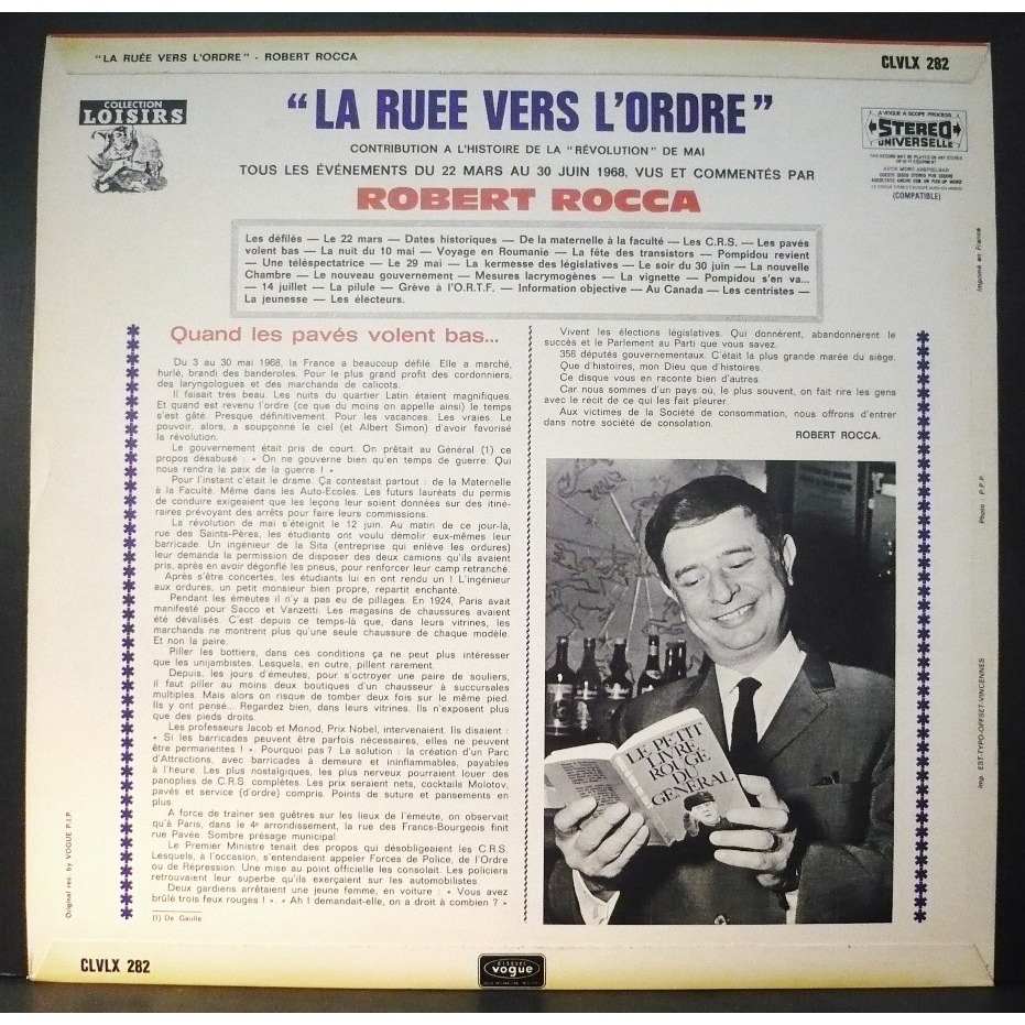 La ruée vers l'ordre de Robert Rocca, 33T chez voguemint - Ref:117118510