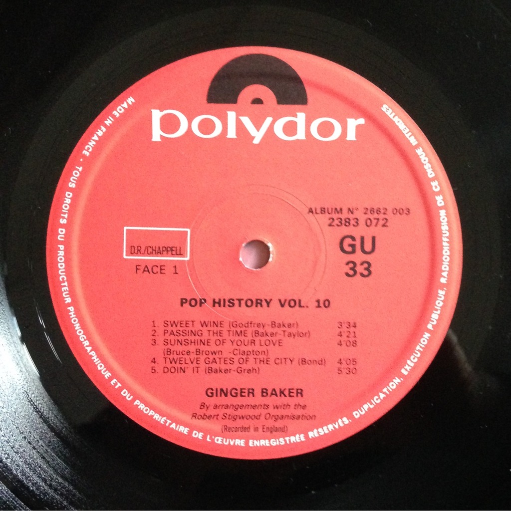 Pop history - vol. 10 by Ginger Baker, LP x 2 with labelledoccasion ...