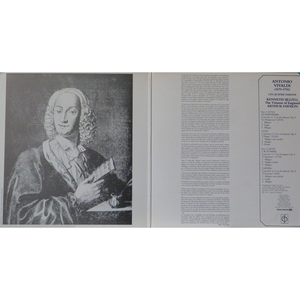 Antonio vivaldi - les quatre saisons de Kenneth Sillito, The Virtuosi ...