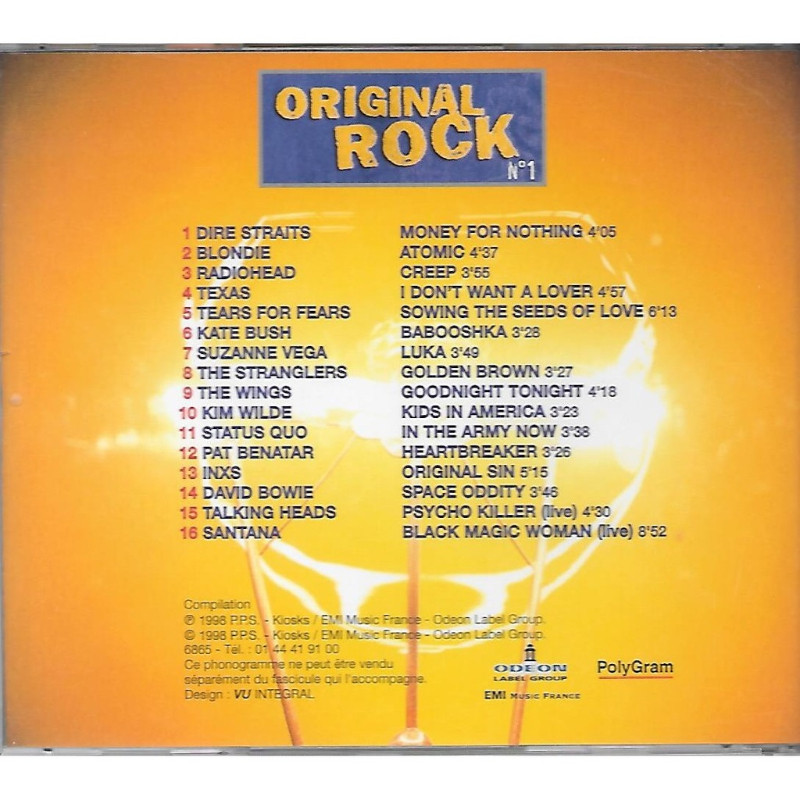 Original rock n° 1 de Various Artists, CD chez skyrock91 - Ref:118000361