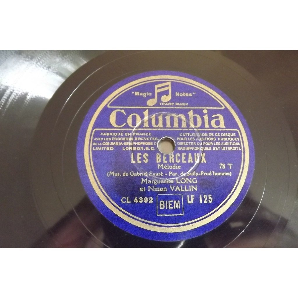 Apres un reve de Faure Maurice Vallin Thill Marguerite Long, 78T chez ...