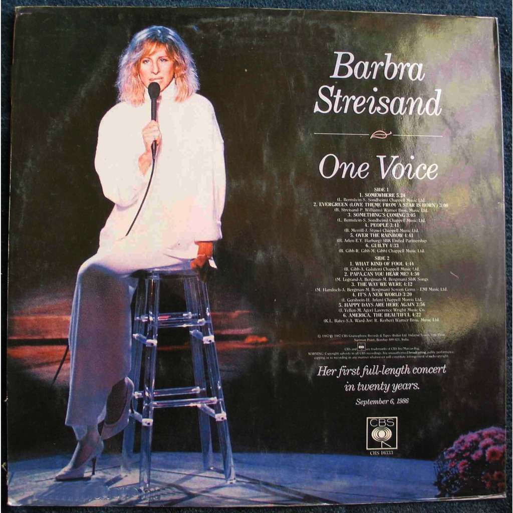 One voice de Barbra Streisand, 33T chez progg - Ref:118010559