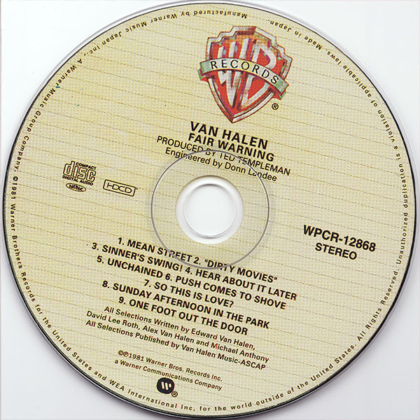 Fair warning by Van Halen, CD with techtone11 - Ref:118139186