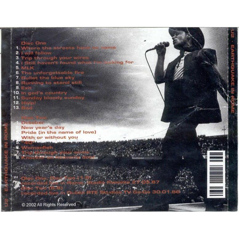 Earthquake in rome (stadio flaminio 27 may 1987) de U2, CD x 2 chez ...