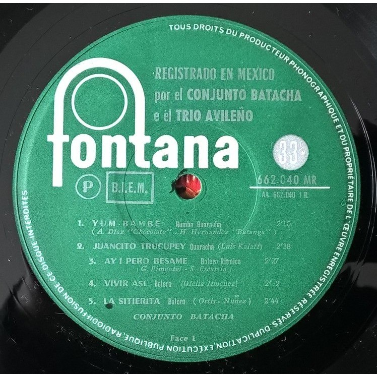 Registrado en mexico de Conjunto Batacha / Trio Avileno, 25 cm chez ...