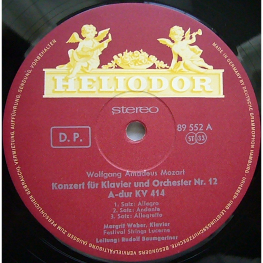 Mozart piano concertos #12 & 14 baumgartner germany heliodor st 89 552 ...