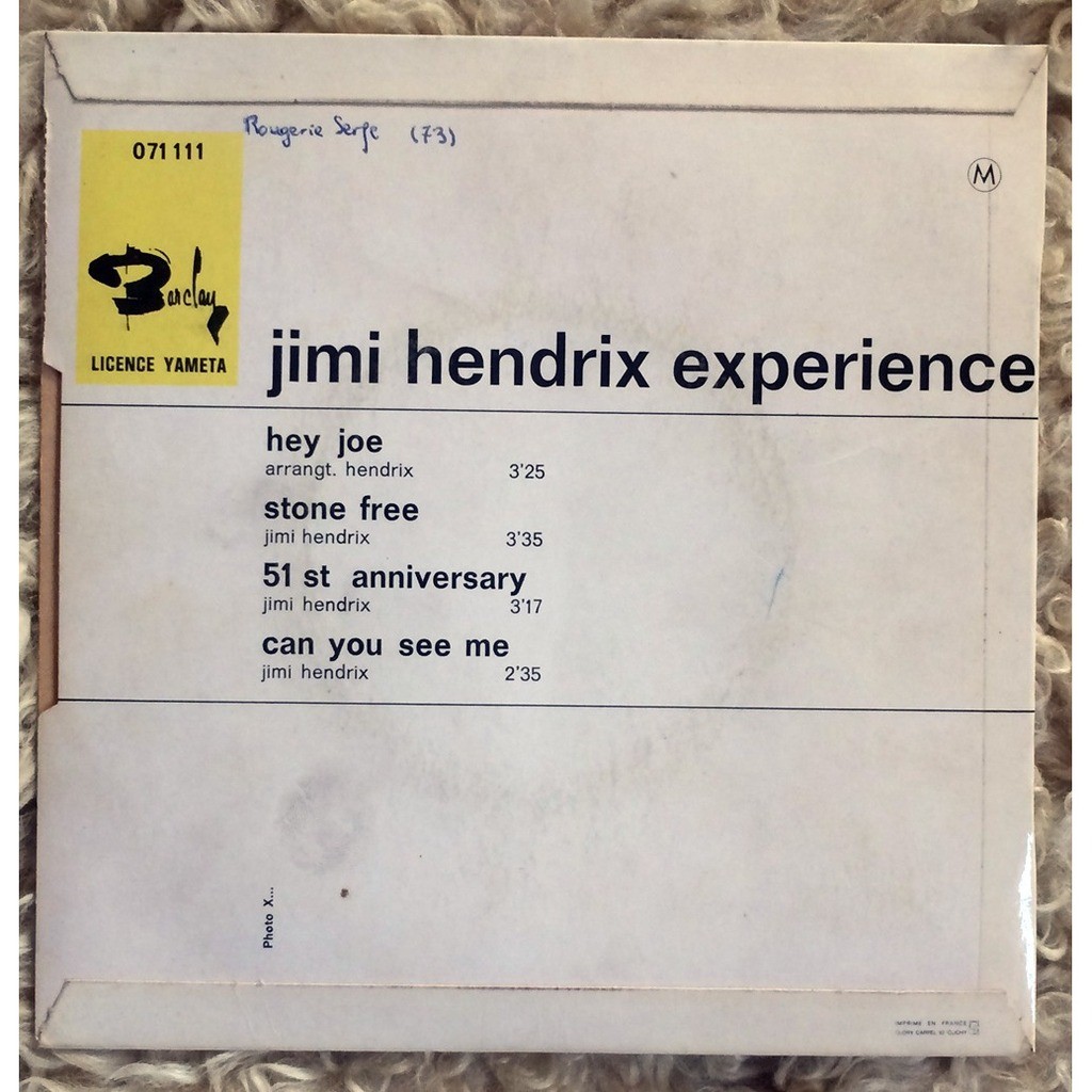 Hey joe +3 de Jimi Hendrix Experience, 45 RPM (EP 4 títulos) con GEMINICRICKET - Ref:118511329