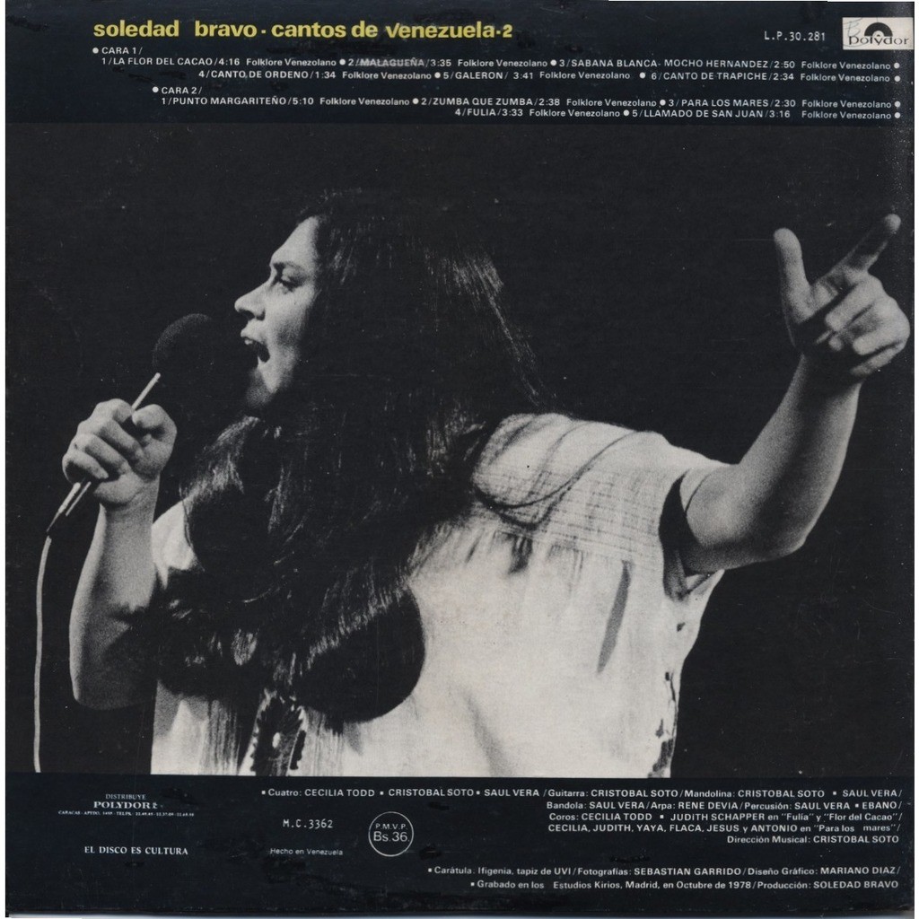SOLEDAD BRAVO cantos de venezuela - 2, LP GATEFOLD for sale on ...