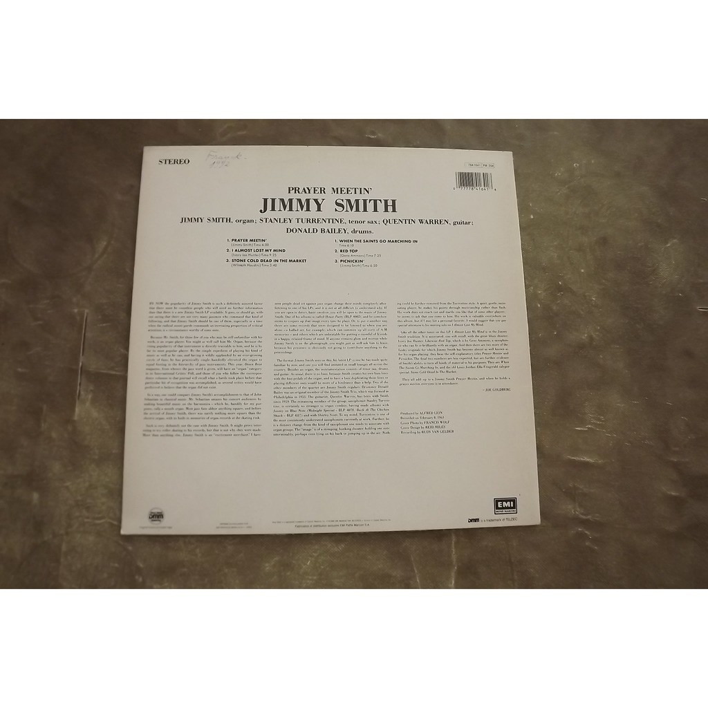 Prayer meetin' de Smith Jimmy With Stanley Turrentine, 33T chez vendors2 - Ref:118594738