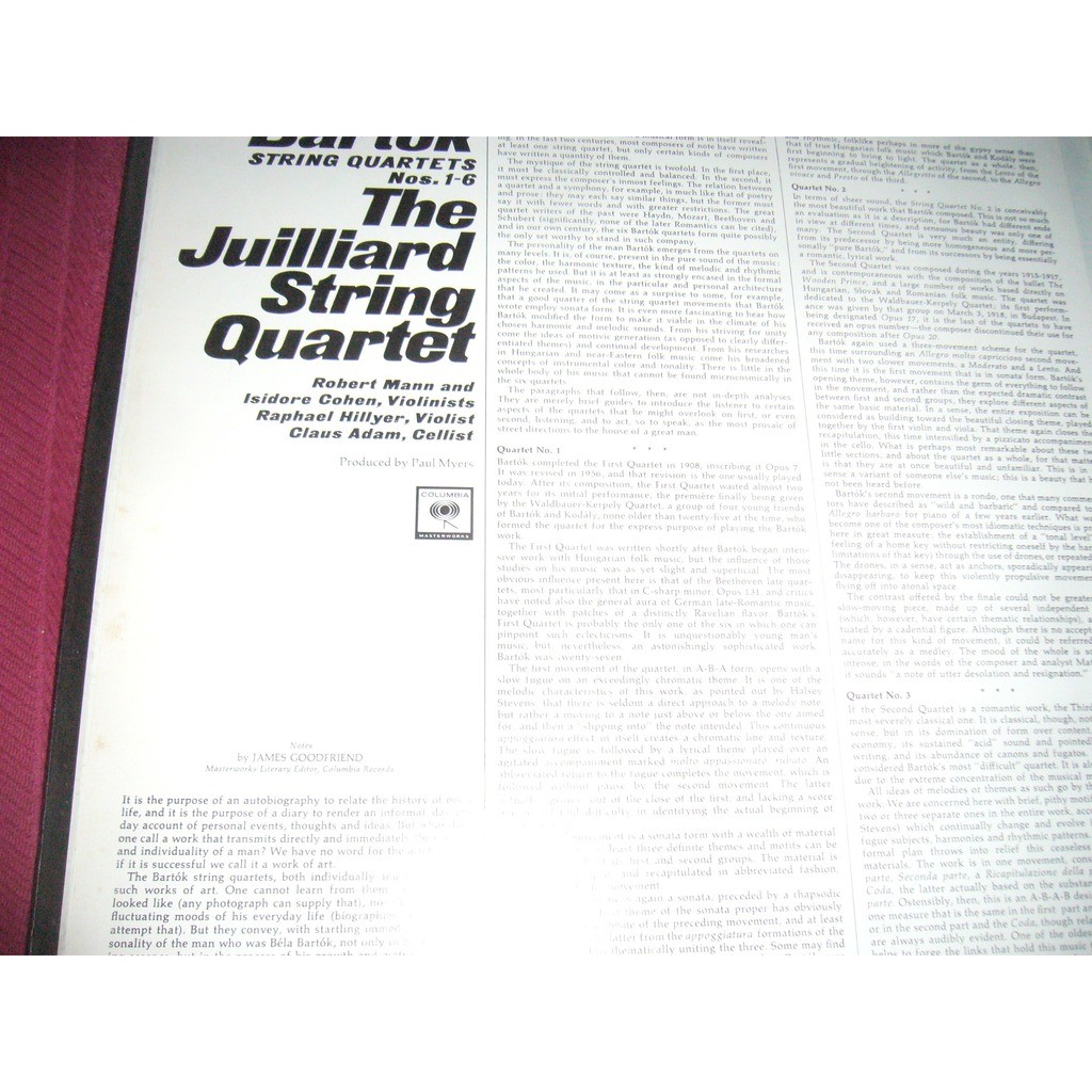 The six string quartets box 3xlp - Bartok/The Juilliard String Quartets - ( LP箱入りセット ) - セラー： a ...