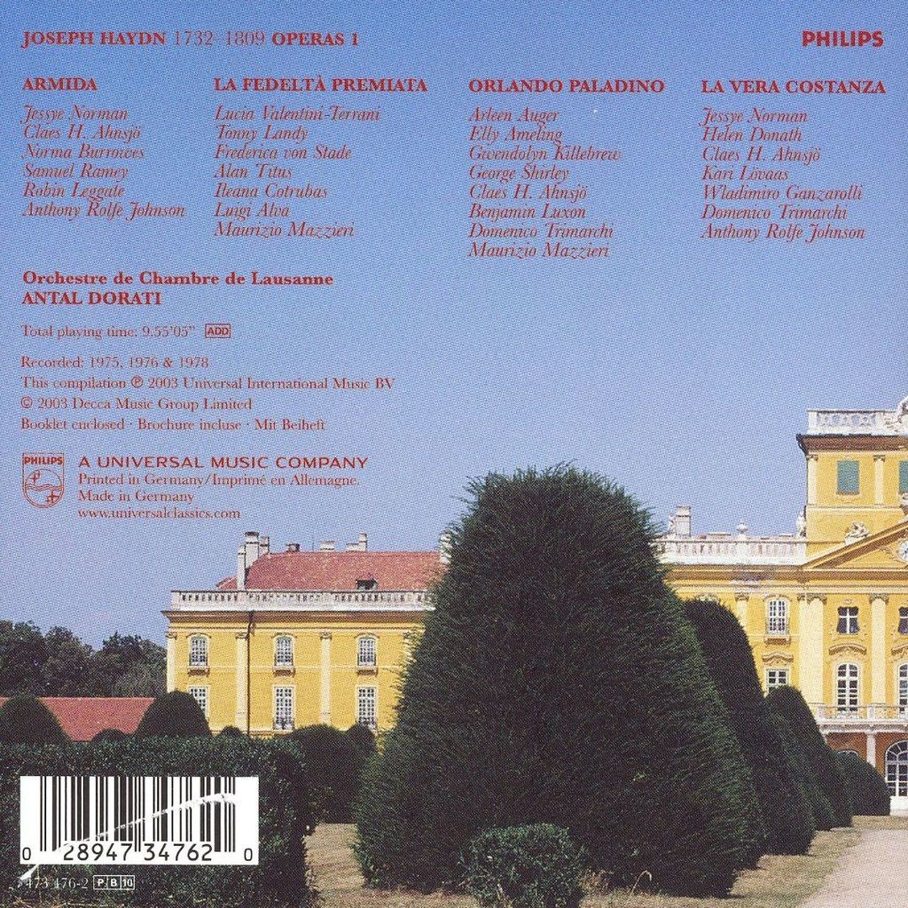 Operas 1 / antal doráti, lausanne chamber orchestra by Haydn, Joseph ...