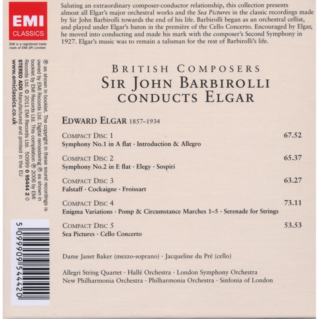 British composers: barbirolli conducts elgar / baker, du pré ...