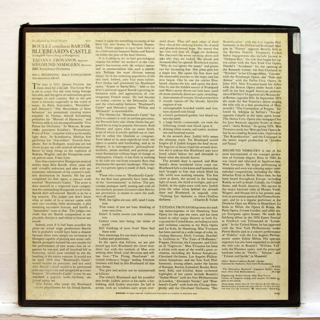 Bartok : bluebeard's castle by Pierre Boulez, LP Box set with ...