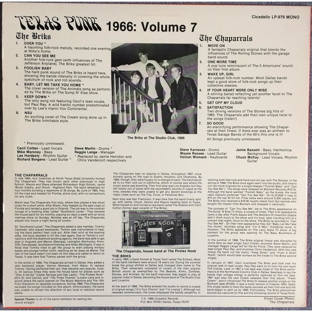 Texas punk 1966: vol. 7 de The Briks The Chaparrals, 33T chez sasham67 ...