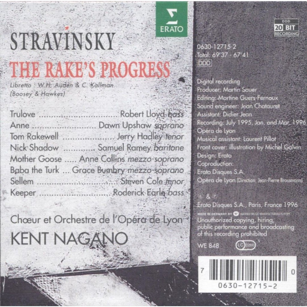 The rake's progress / nagano, upshaw, hadley, lyon opera orchestra de ...