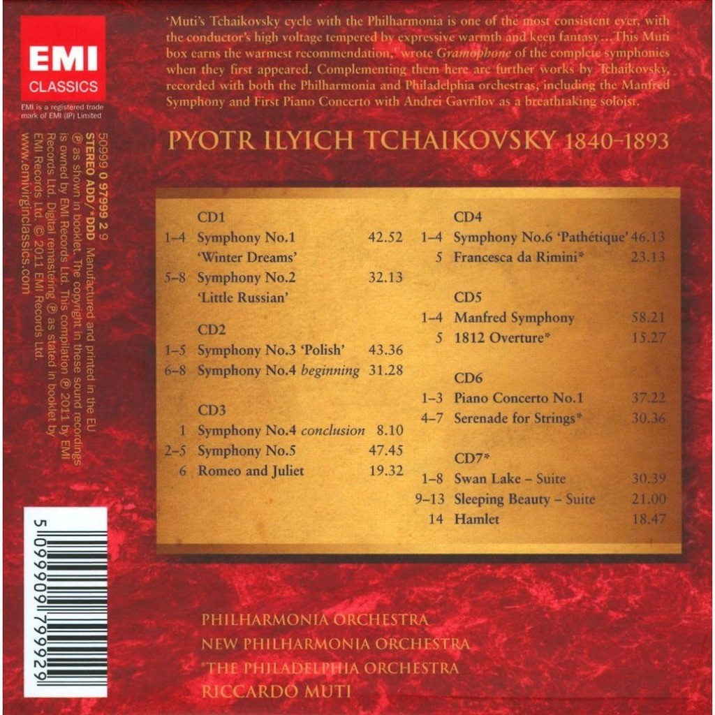 Complete symphonies, etc / ricardo muti, philharmonia o, new philharmonia o, philadelphia ...