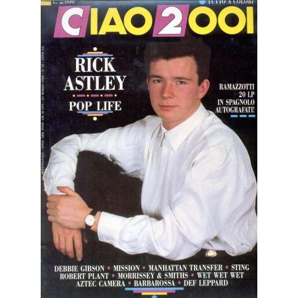 Ciao 2001 (23.03.1988) (italian 1988 rick astley front cover magazine ...