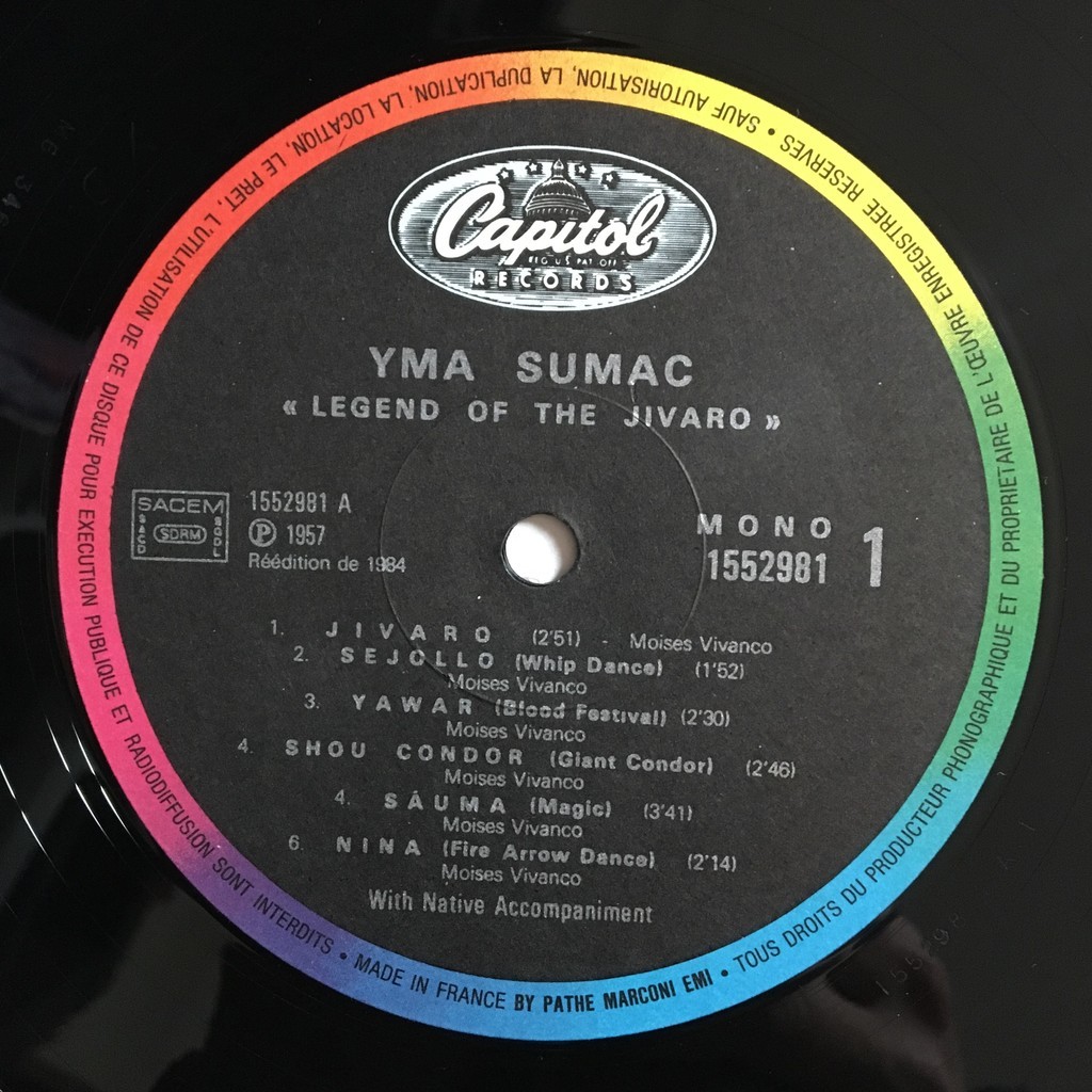 Legend of the jivaro by Yma Sumac, LP 180-220 gr with labelledoccasion ...