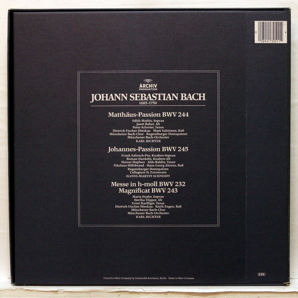 Js bach : matthaus passion bwv.244 / johannes passion bwv.245 by Karl ...