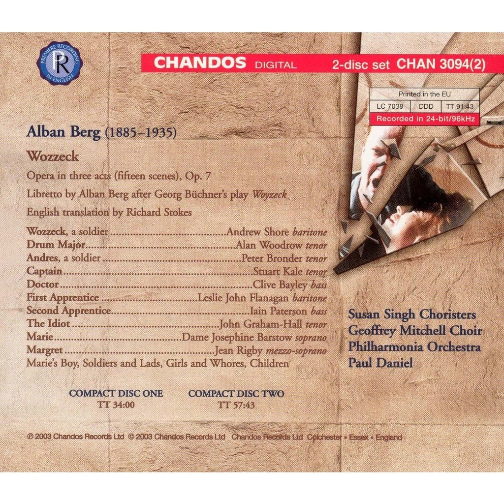 Wozzeck / josephine barstow, peter bronder, alan woodrow, philharmonia ...