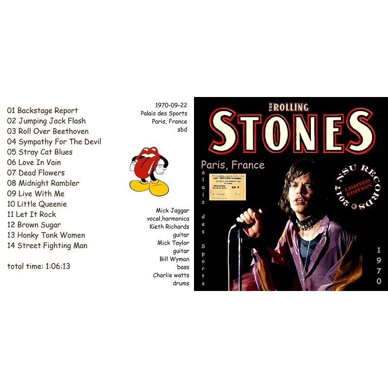 Live paris in france 1970 september 22 ltd cd de The Rolling Stones, CD chez zorro800 - Ref ...