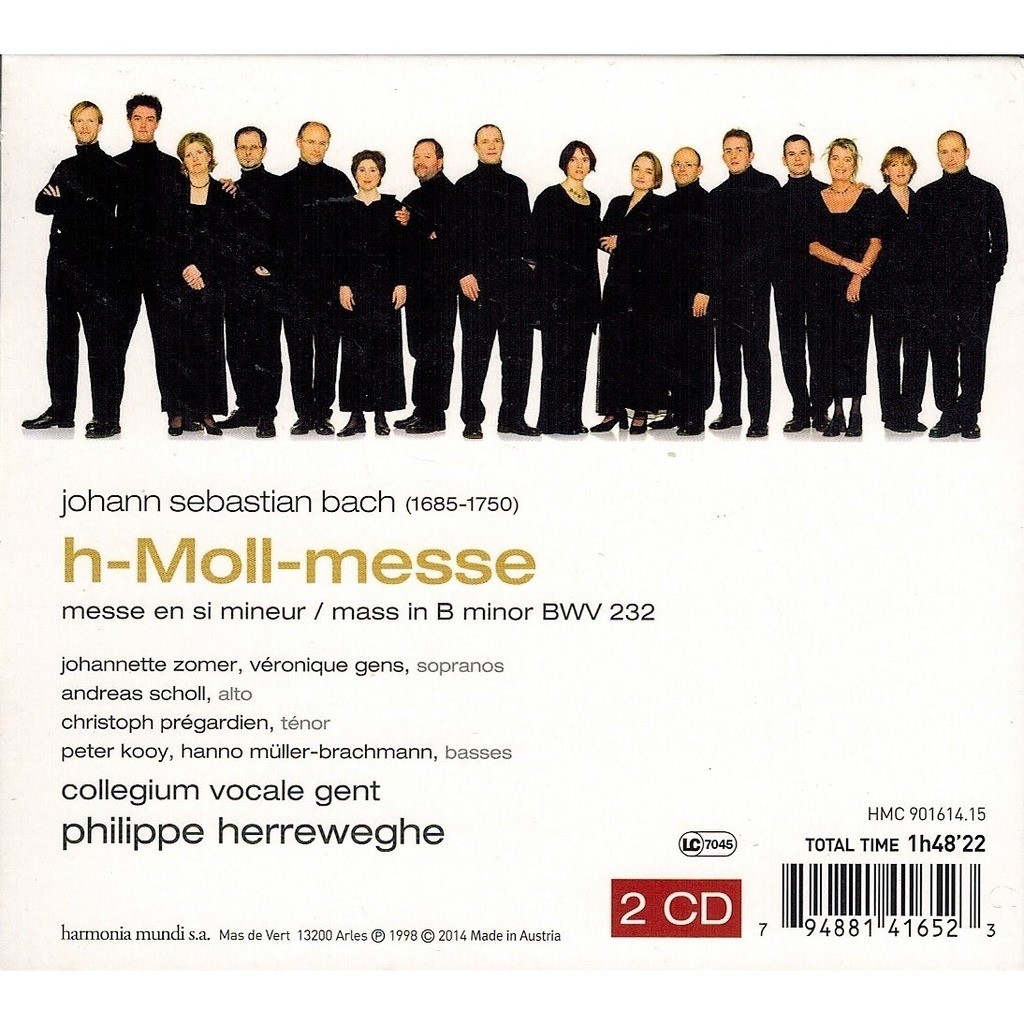 Mass in b minor [1996 recording] / collegium vocale, philippe herreweghe de Bach, Johann ...