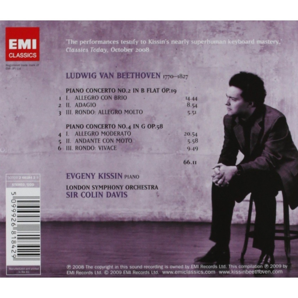 Piano concertos nos.2 & 4 / evgeny kissin, colin davis, london symphony orchestra - Beethoven ...