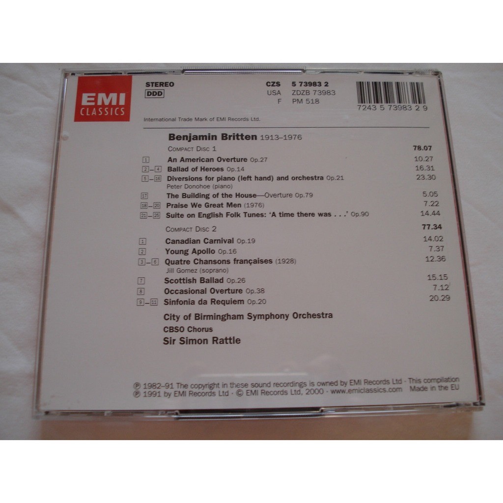 Rattle conducts britten / city of birmingham symphony orchestra ...