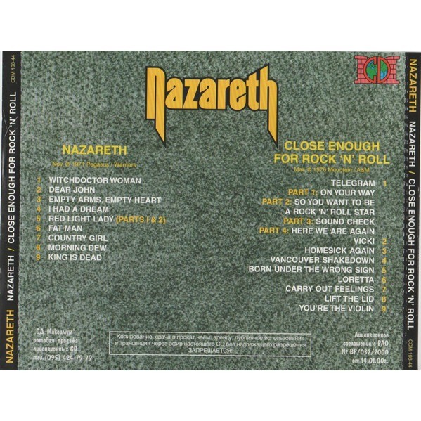 Nazareth / close enough for rock 'n' roll by Nazareth, CD with ...