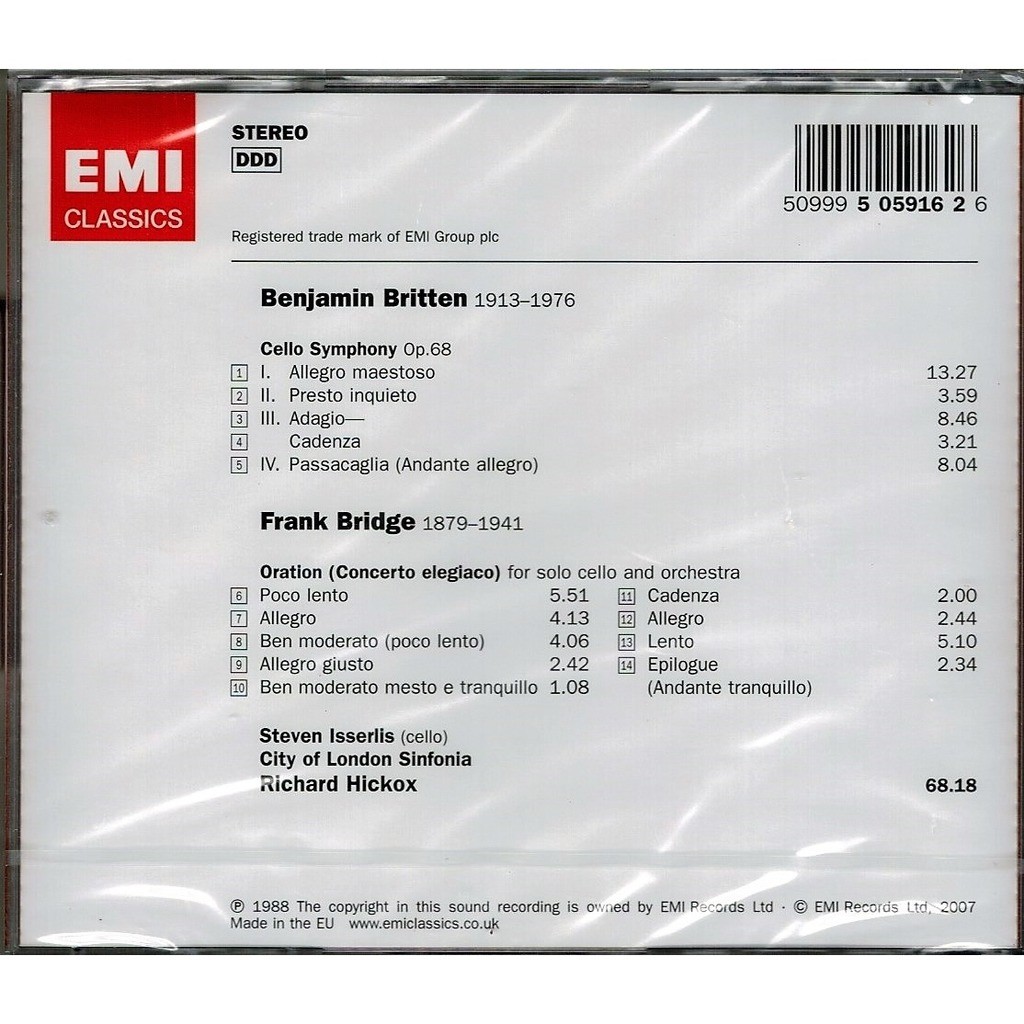 Cello symphony; oration / steven isserlis, city of london sinfonia ...