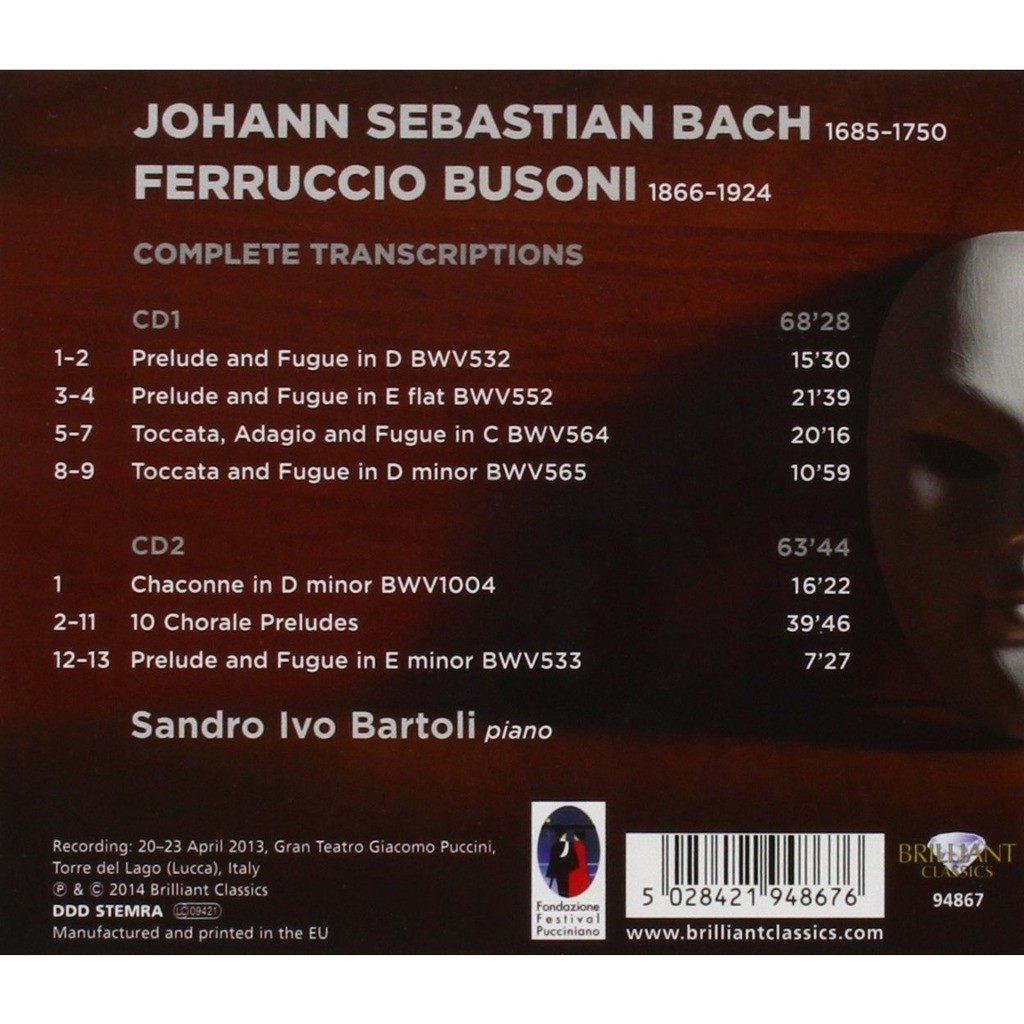 Complete transcriptions / sandro ivo bartoli de Bach / Busoni, CD x 2 ...