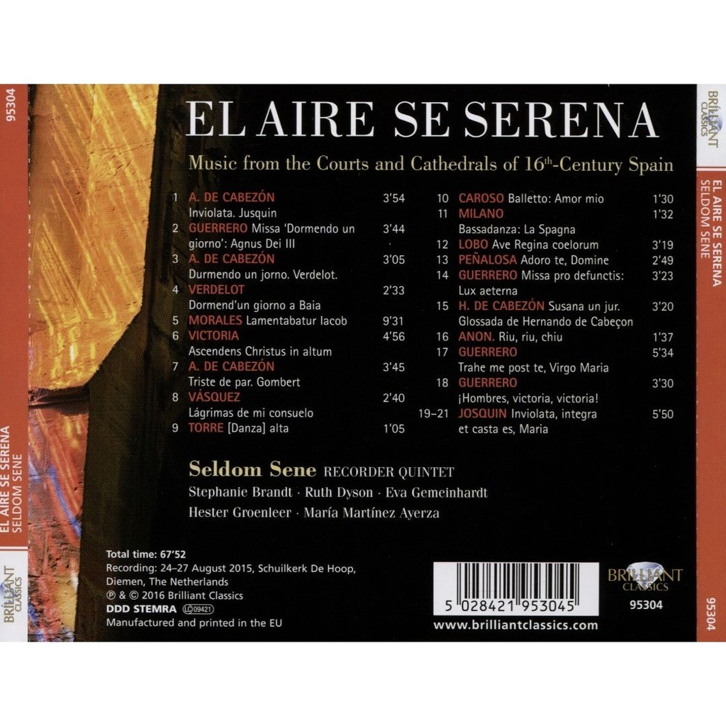 El aire se serena - music from the courts and cathedrals of 16th ...