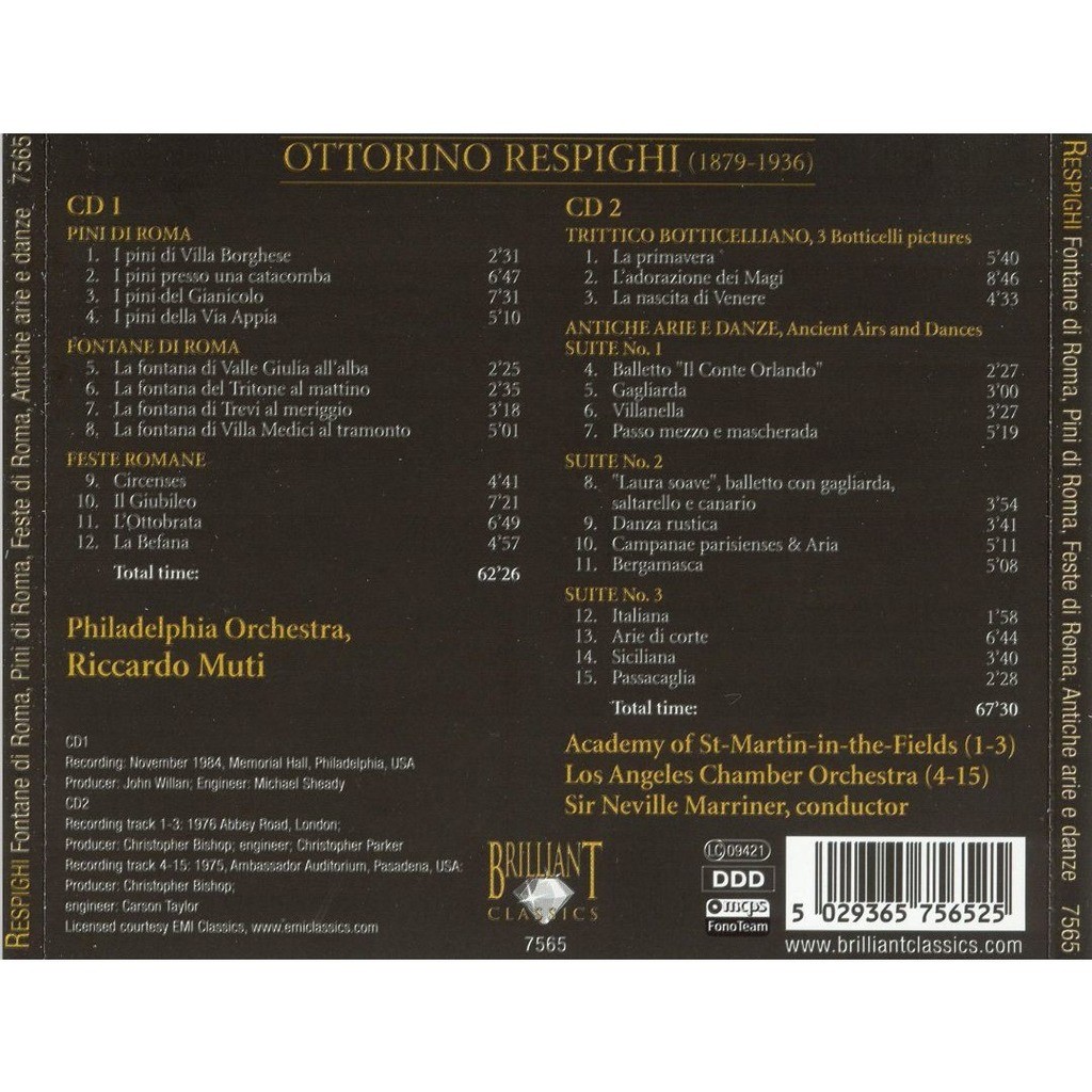 Fontane di roma; pini di roma; feste di roma; antiche arie e danze ...