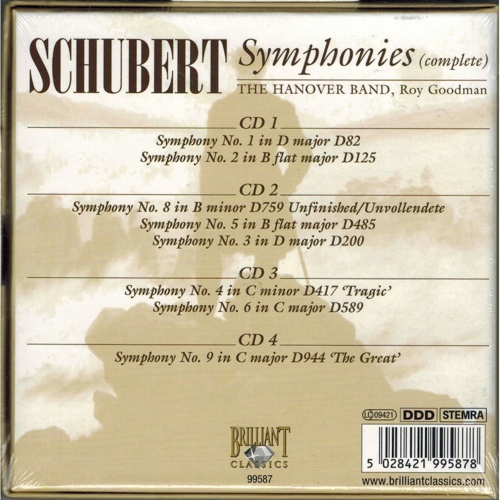 Symphonies / the hanover band, roy goodman de Schubert, Franz, CD x 4 chez melomaan - Ref:119196151