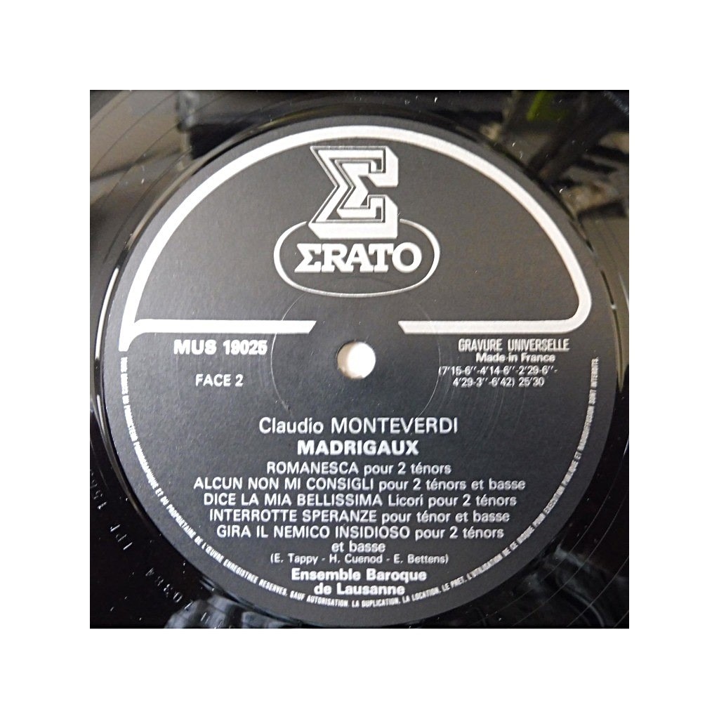 Monteverdi : dix madrigaux - eric tappy, hugues cuenod, etienne bettens - ( stéréo near mint ...