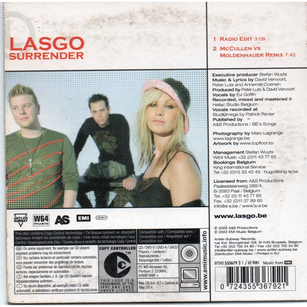 Surrender de Lasgo, CD chez tubomix - Ref:119291514