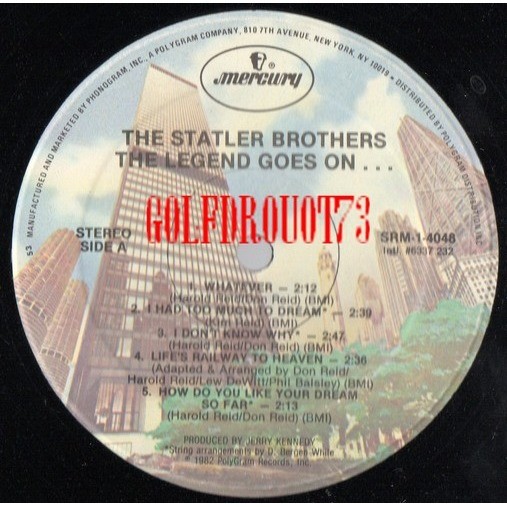 The legend goes on ... de Statler Brothers (The), 33T chez golfdrouot73 - Ref:119301269