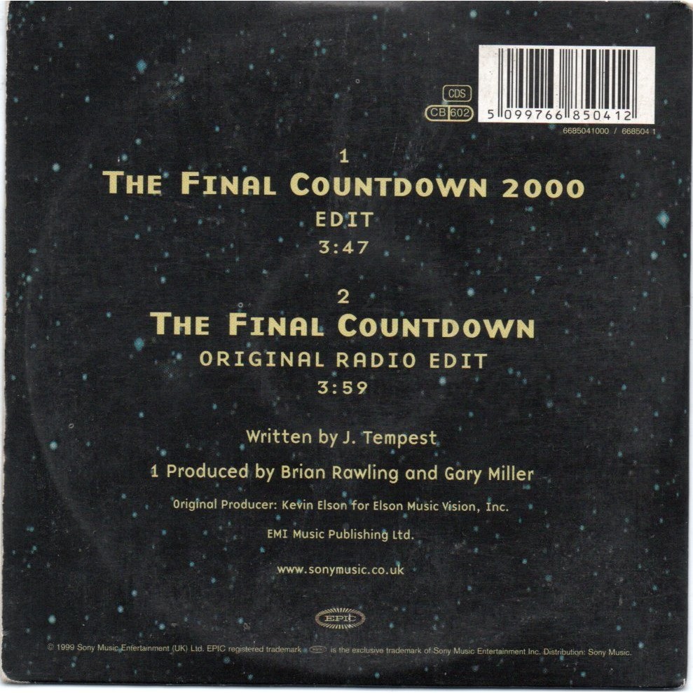 The final countdown 2000 de Europe, CD chez tubomix - Ref:119339072