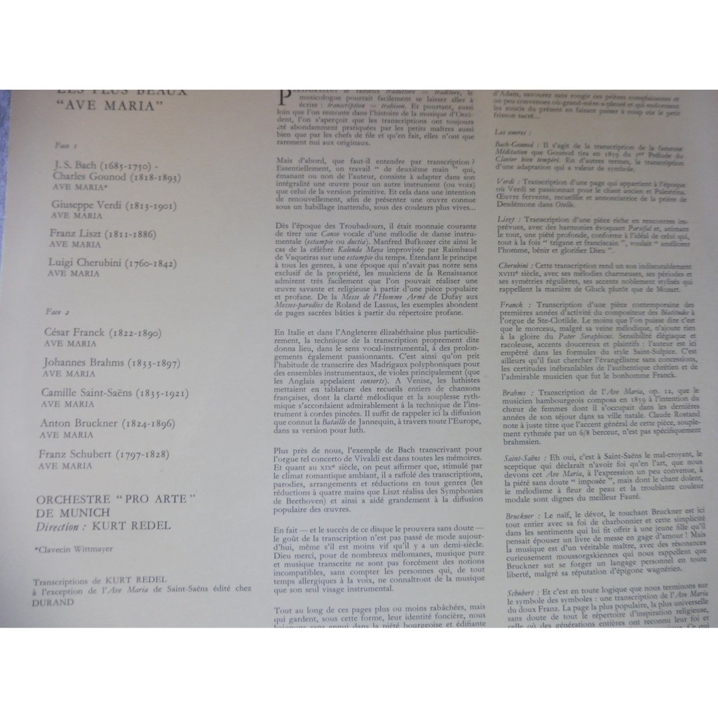 Les plus beaux ave maria - ( stéréo ) de Kurt Redel Orchestre Pro Arte ...